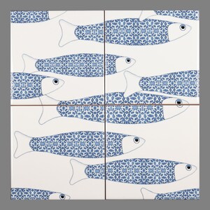 Fish Tile - Ocean Tile - Feature Wall Tile Mural - Set of Four Ceramic ...