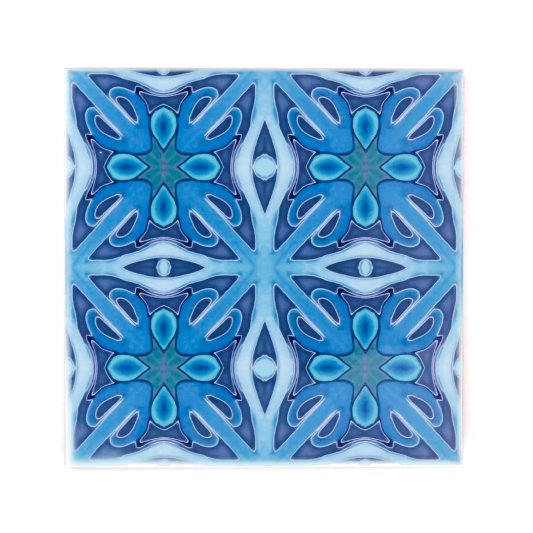 Art Deco Handmade Tiles, Rich Denim Blue Splashback Tiles, Handmade ...