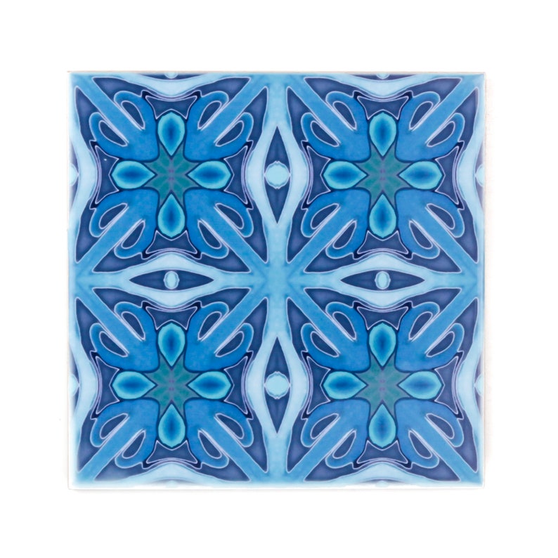 Art Deco Handmade Tiles Rich Denim Blue Splashback Tiles | Etsy