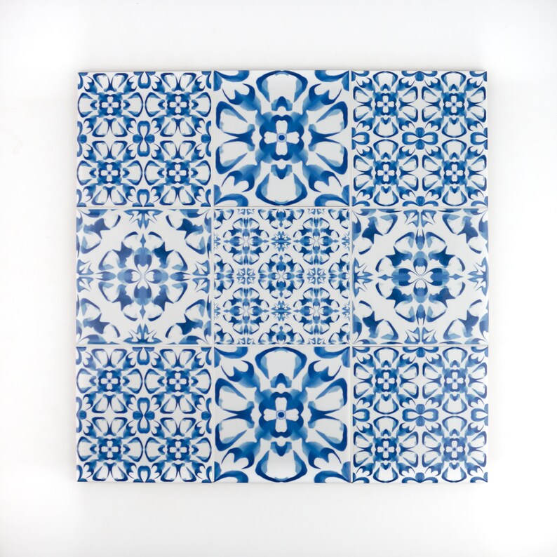 Blue White Patchwork Tiles 6 Inch Square Tiles Delft Kitchen - Etsy