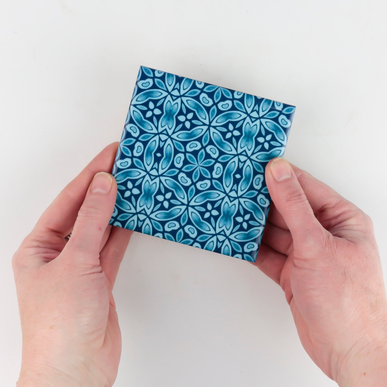 Liberty Print Blue Green Kitchen Splashback Tiles, Rich Ocean-blue ...