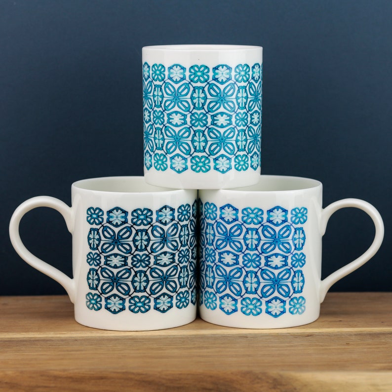 Moorish Moroccan Tile Latte Mug Decorative Arabic Blue | Etsy