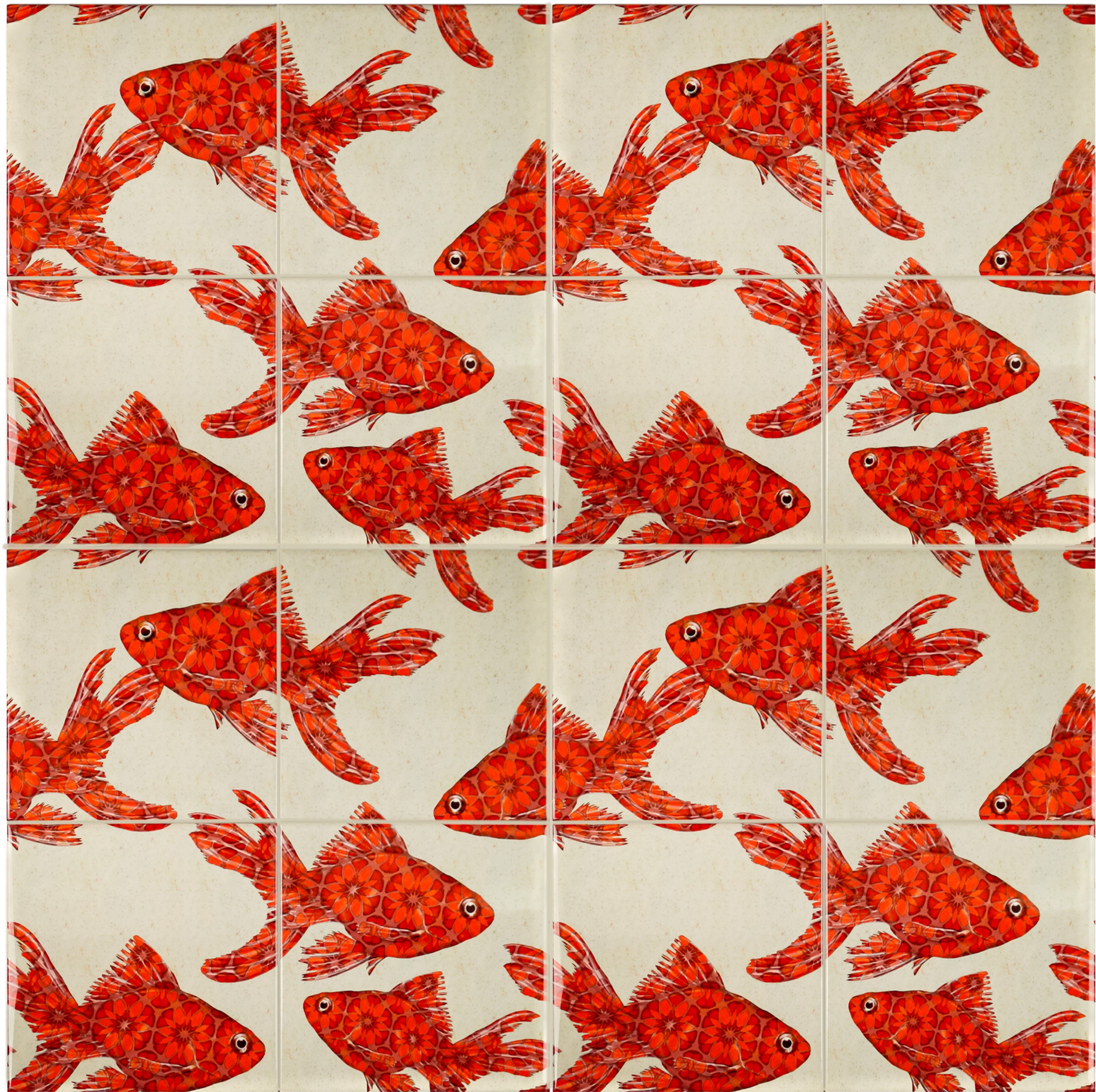 Goldfish Tiles Set of 4 Feature Wall Ceramic Tiles Dramatic | Etsy UK
