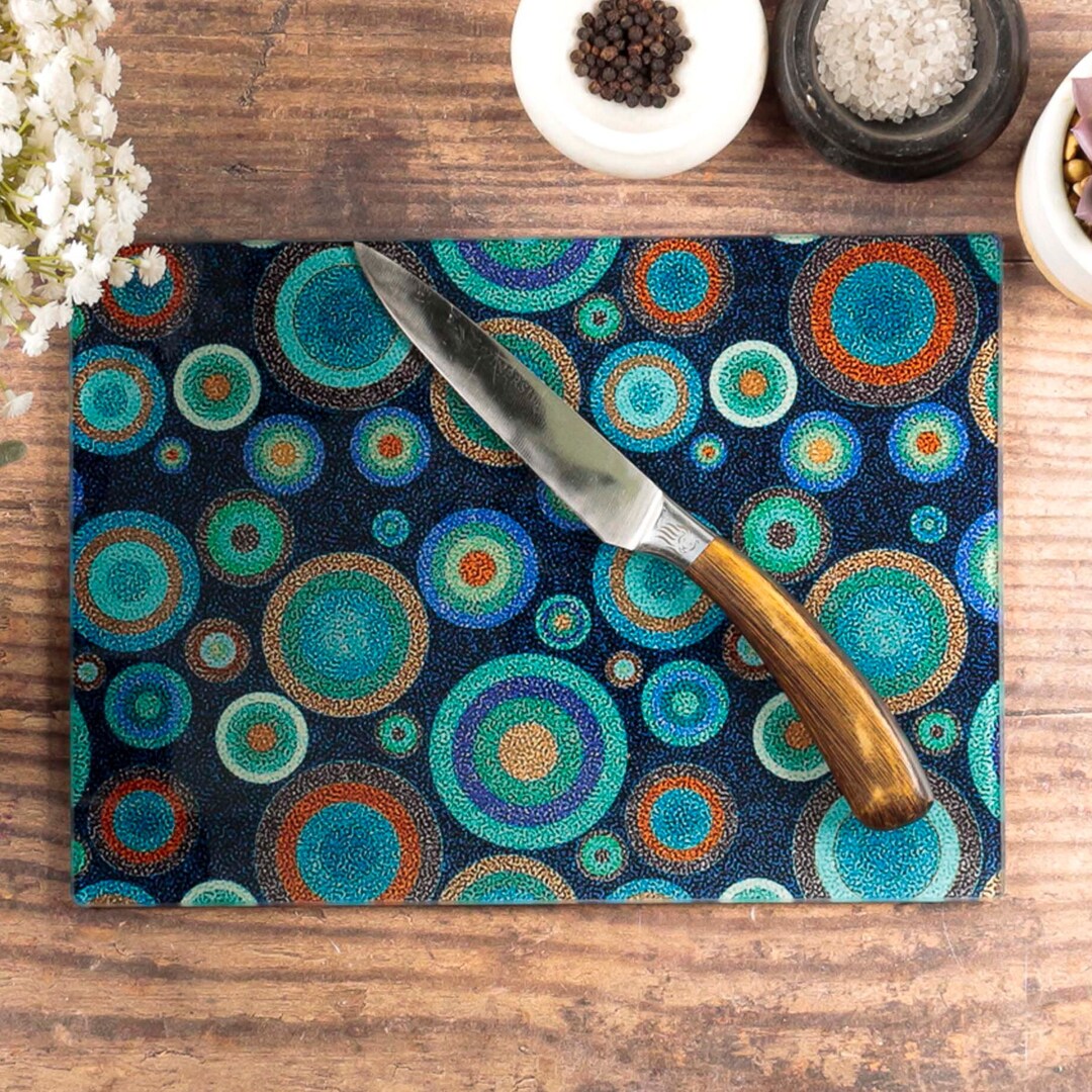 Denim Blue Heatproof Chopping Board, Modern Art Worktop Saver ...