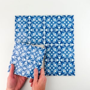 Blue Flower Tiles, Victorian Edwardian Tile, Navy Decorative 6 Inch Art ...