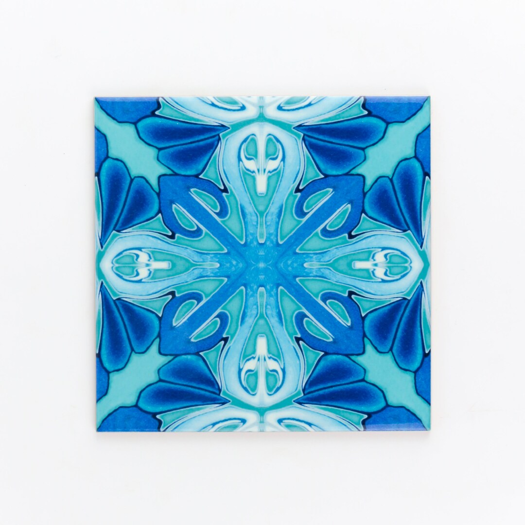 Turquoise Blue Art Deco Ceramic Tiles, Vibrant Color Tiles, Ceramic ...