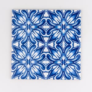 Blue Flower Tiles, Victorian Edwardian Tile, Navy Decorative 6 Inch Art ...