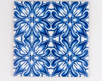 Floral Blue Tiles - Etsy