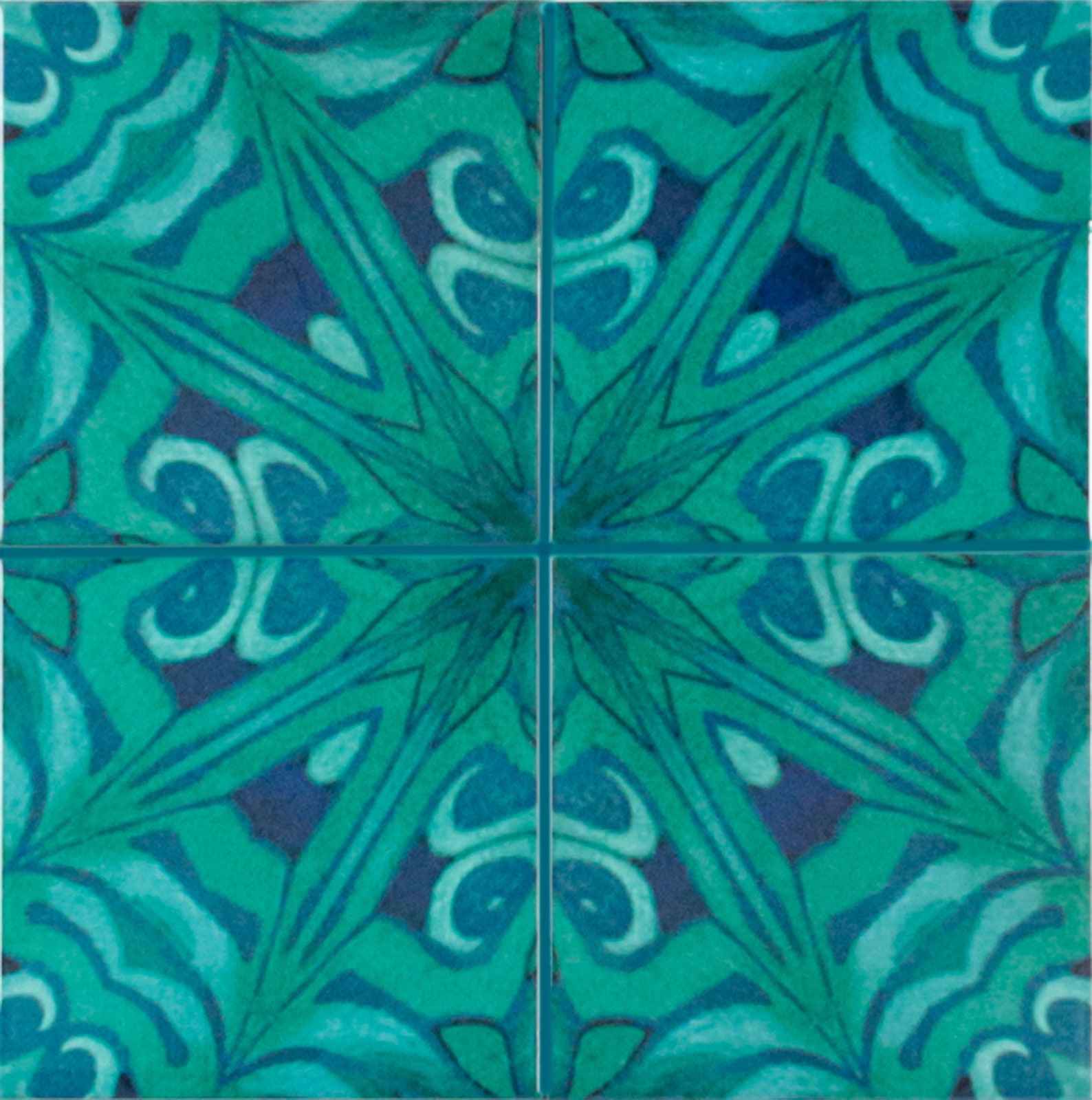 Deep Dramatic Blue Green Tiles, William Morris Tiles, Craftsman Period ...