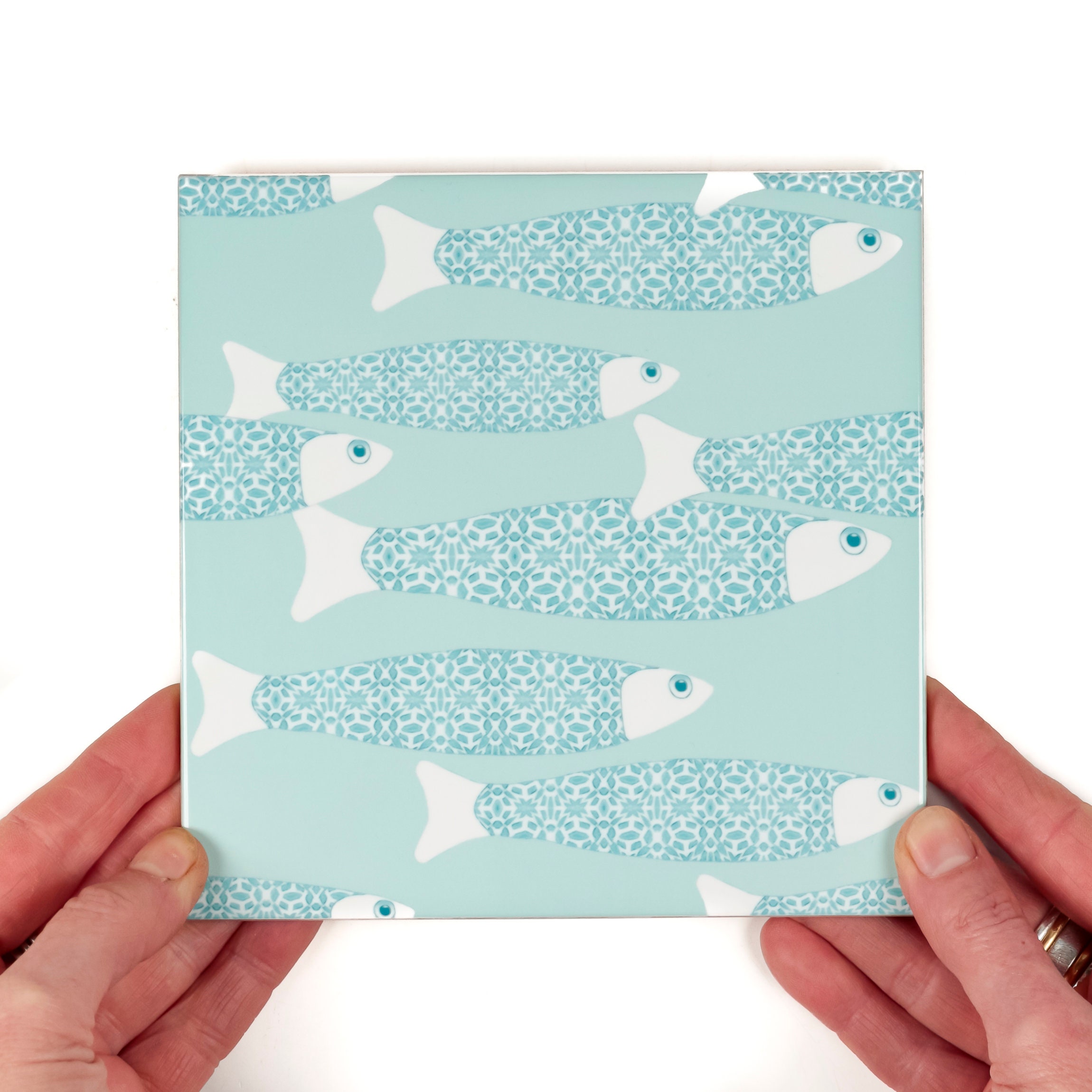 Fish Ceramic Tile, Aqua Turquoise Decor, Ocean Decor, Bathroom Feature ...