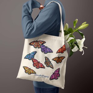 Butterflies Tote Bag, Butterfly Art Shopper, Fun Shoulder Bag ...