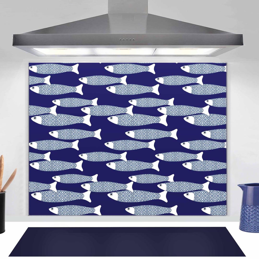 Ocean Shoal Fish Splashback, Custom Sized Stovetop Screen, Heat-proof ...