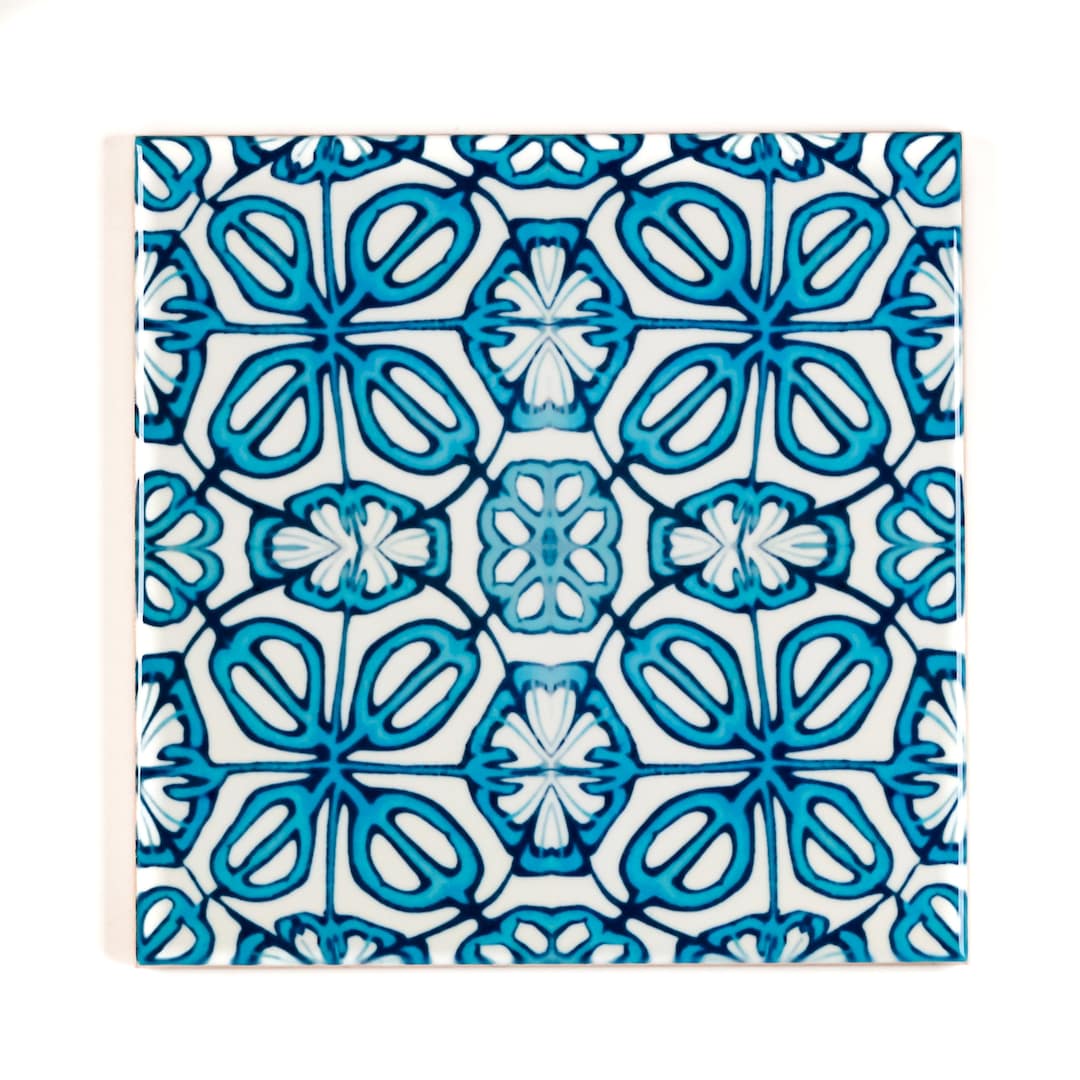 Azulejos de flores azul turquesa, azulejos cuadrados de 6 pulgadas ...