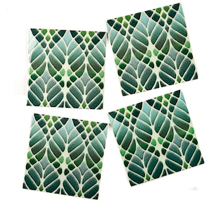 Art Nouveau Tiles, Craftsman Tile Green Blue, Colourful Handprinted ...