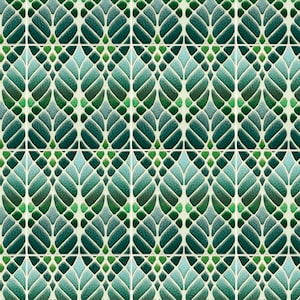 Art Nouveau Tiles, Craftsman Tile Green Blue, Colourful Handprinted ...