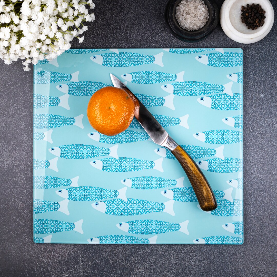 Fish Chopping Board, Ocean Lover Gift, Turquoise Trivet, Blue Pan Rest ...