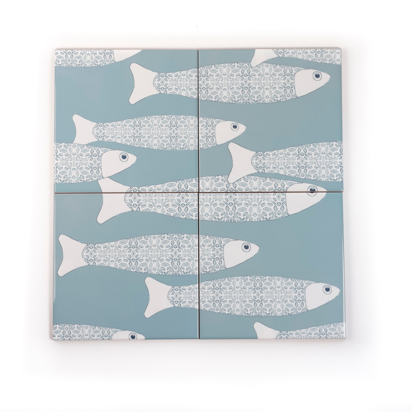Grey Blue Fish Tile Ocean Tile Feature Wall Tile Mural - Etsy UK