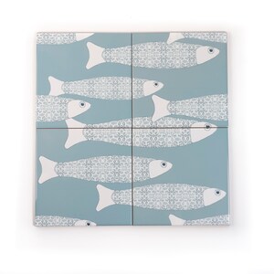Grey Blue Fish Tile - Ocean Tile - Feature Wall Tile Mural - Set of ...