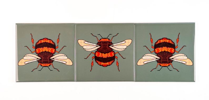 Bee Tile Red Bumble Bee Feature Wall Wildlife Decor - Etsy