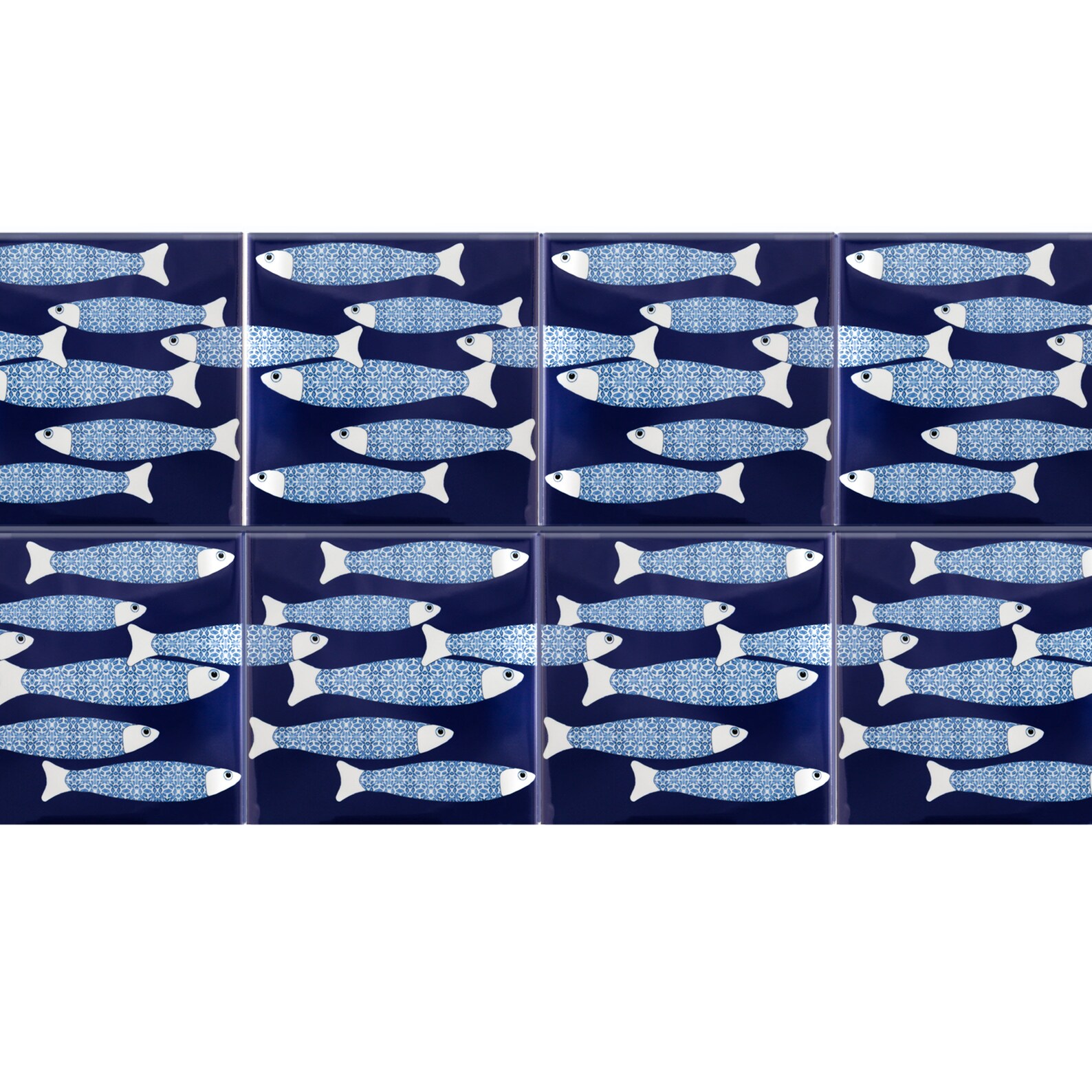 Border Tile, Fish Shoal, Ocean Feature Wall, Fish School Decor, Pattern ...