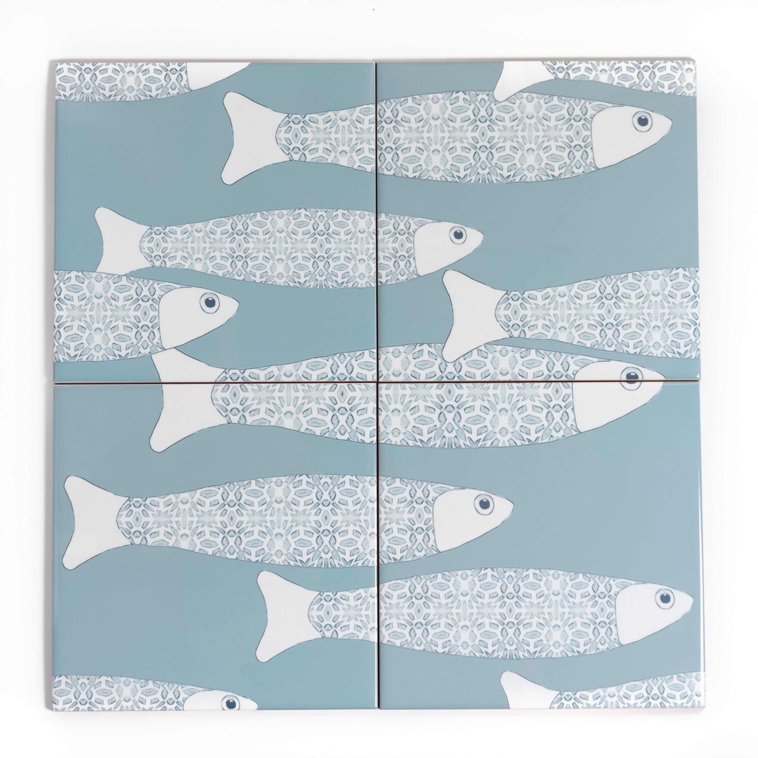 Grey Blue Fish Tile Ocean Tile Feature Wall Tile Mural - Etsy UK