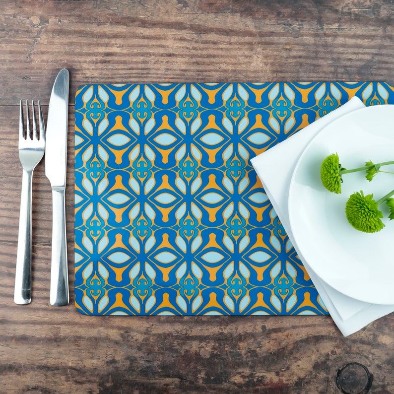 Colourful Table Mat Blue Turquoise Orange Placemat Extra | Etsy