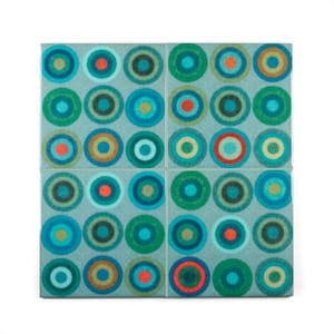 Blue Green Circle Tiles, Modern Abstract Designer Decor, Kitchen ...