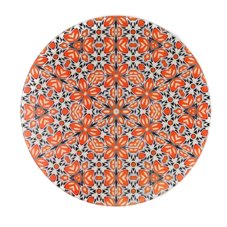 Retro Orange 'fox Flower' Trivet - Toughened Heatproof Pan Stand. Large ...
