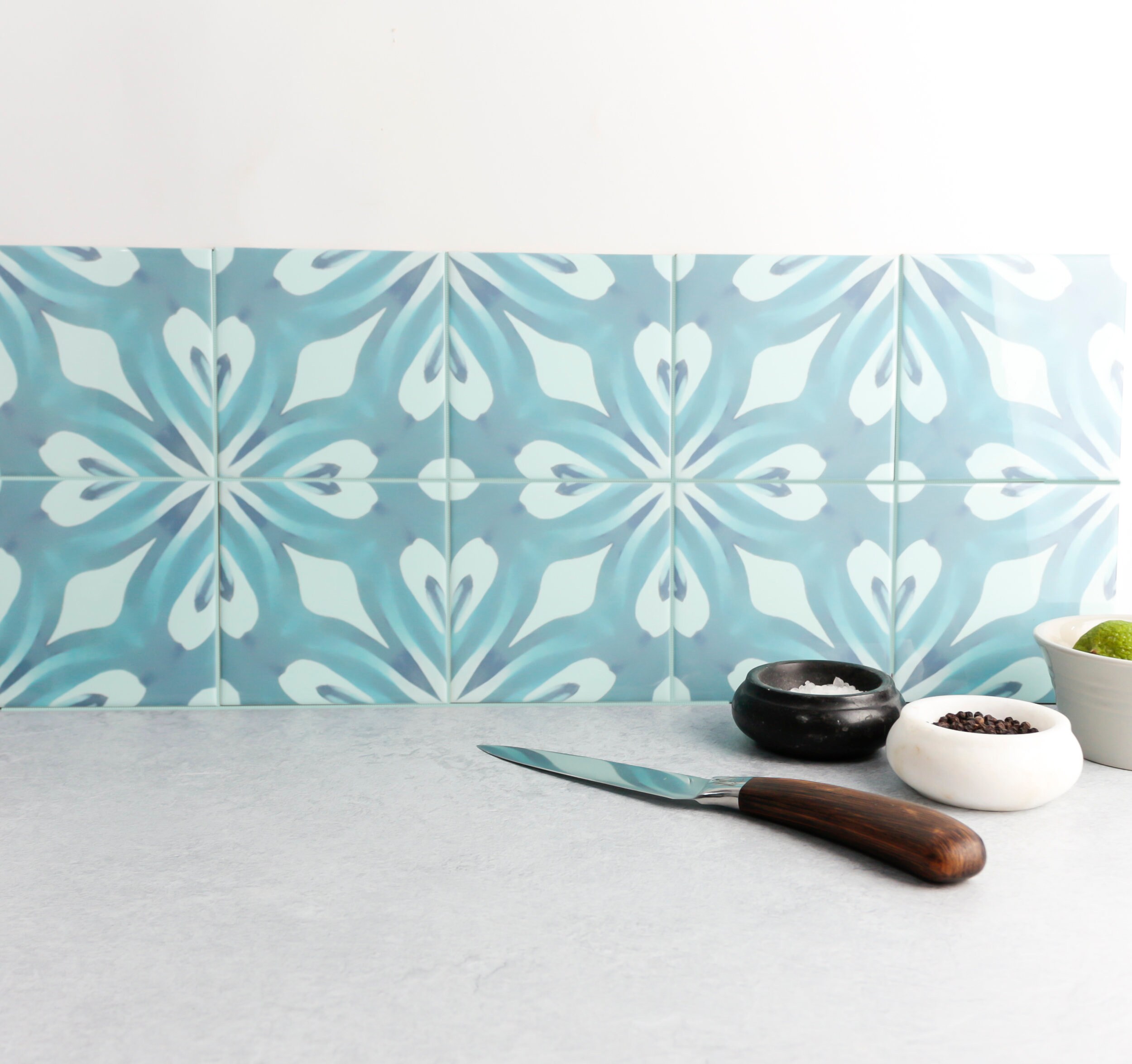 Aqua Blue Green Large Pattern Tiles Watercolour Tiles - Etsy UK