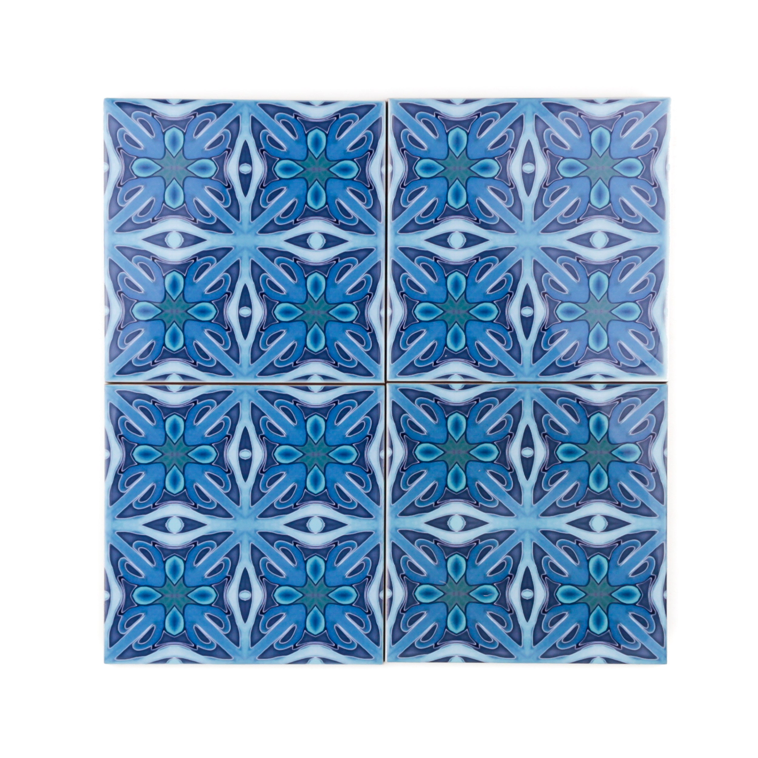 Art Deco Handmade Tiles Rich Denim Blue Splashback Tiles | Etsy