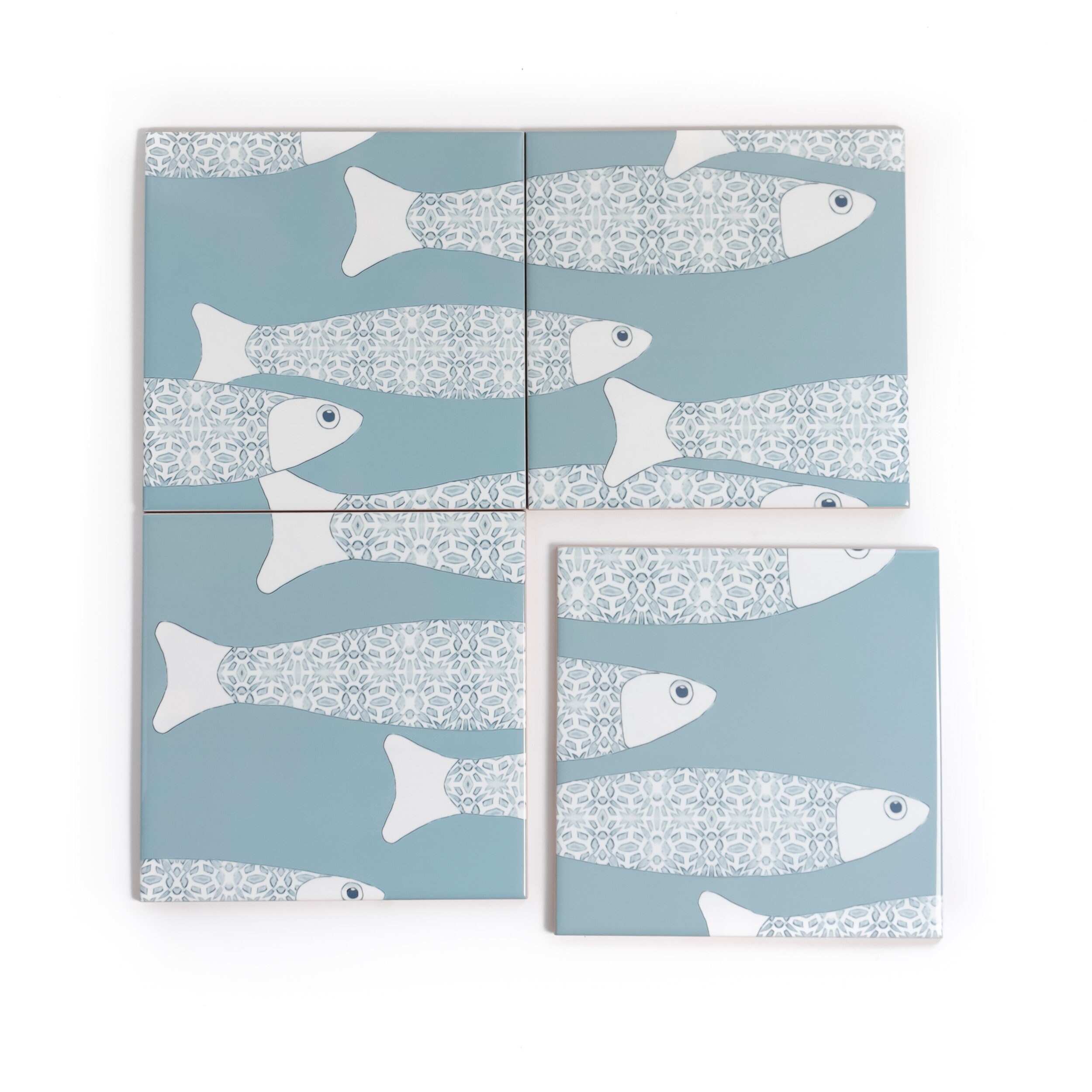 Grey Blue Fish Tile - Ocean Tile - Feature Wall Tile Mural - Set of ...