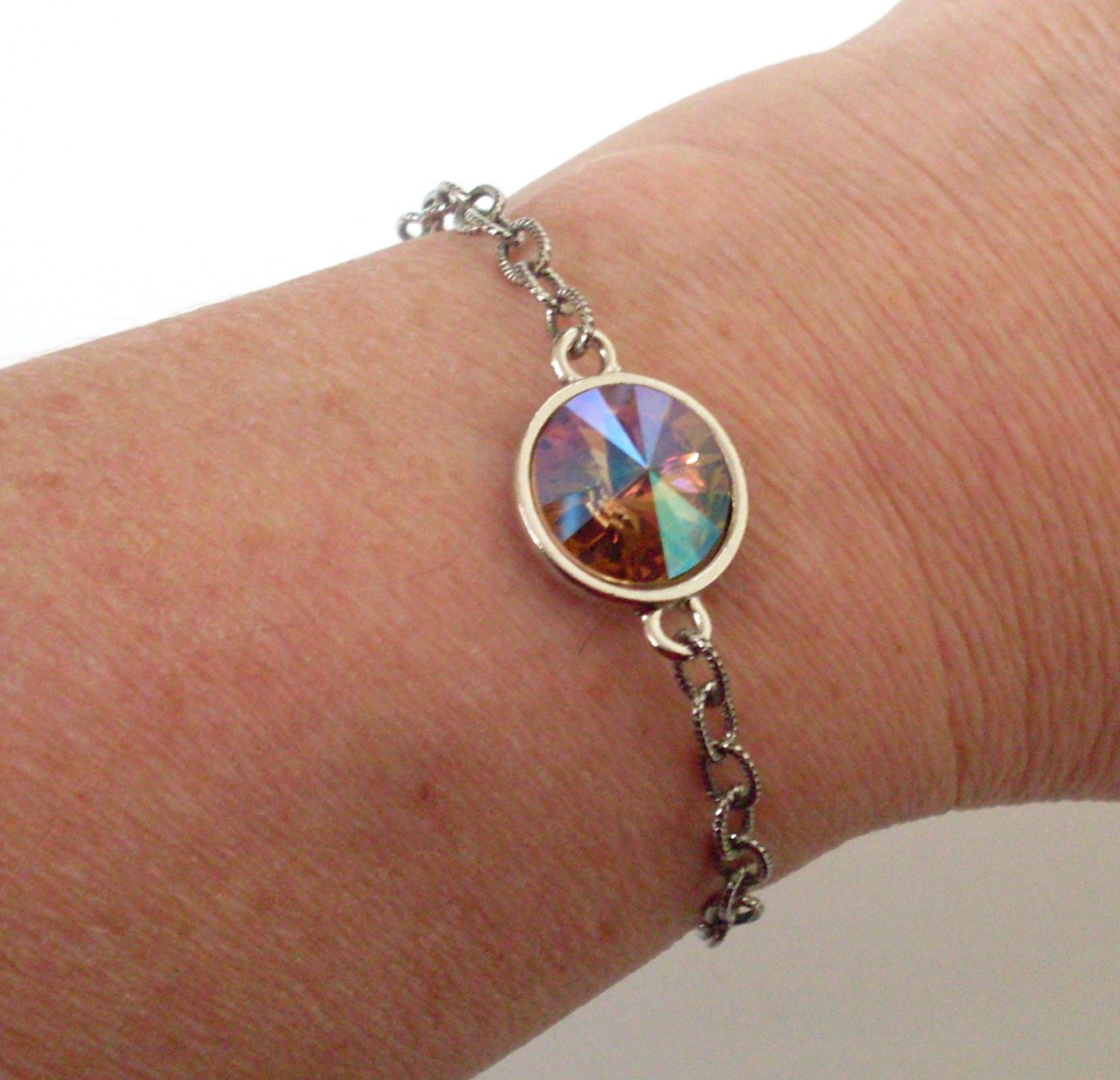 Pulsera de cristal pastel, pulsera de cadena de piedra única, brazalete ...