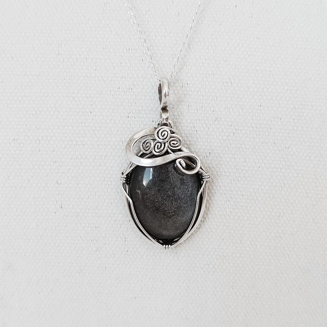 Obsidian Necklace, Obsidian Pendant, Silver Pendant Obsidian, Healing ...