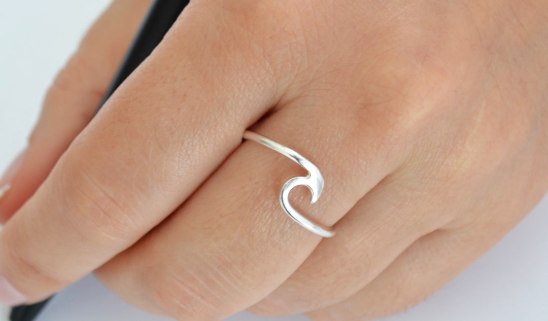 Ocean Wave Ring, Minimalist Silver Ring, Small Silver Ring, Rustic ...