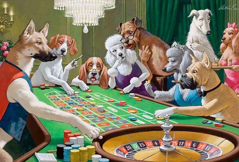 CM Coolidge Dogs Playing Roulette Bull Dog Fine Art Prints Dog Early ...