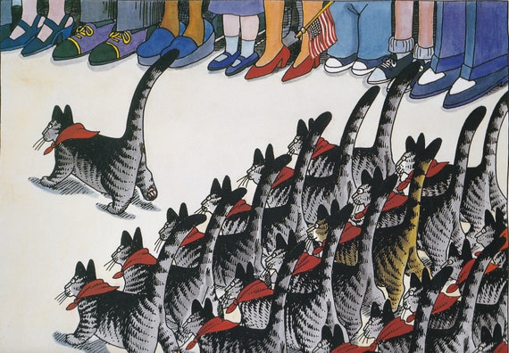 Kliban Cats Vintage Original Print Cats Pied Piper of Cats in | Etsy