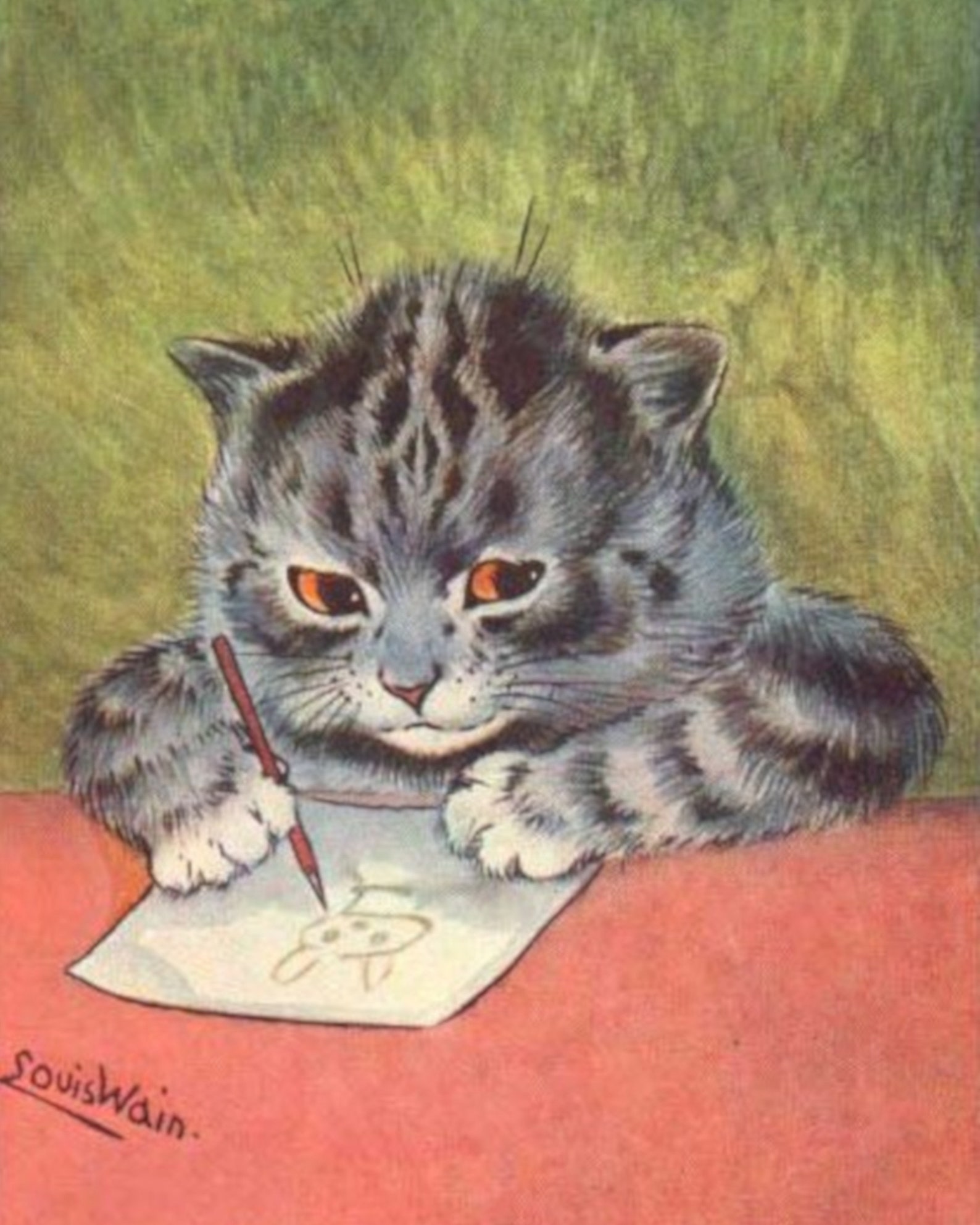 Louis Wain Cats I'll Draw Your Portrait Cat Illustrator Giclee Funny ...