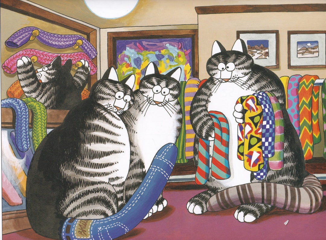 Kliban Cats Vintage Original Print Cats Trying on Cat Tails and Ties ...