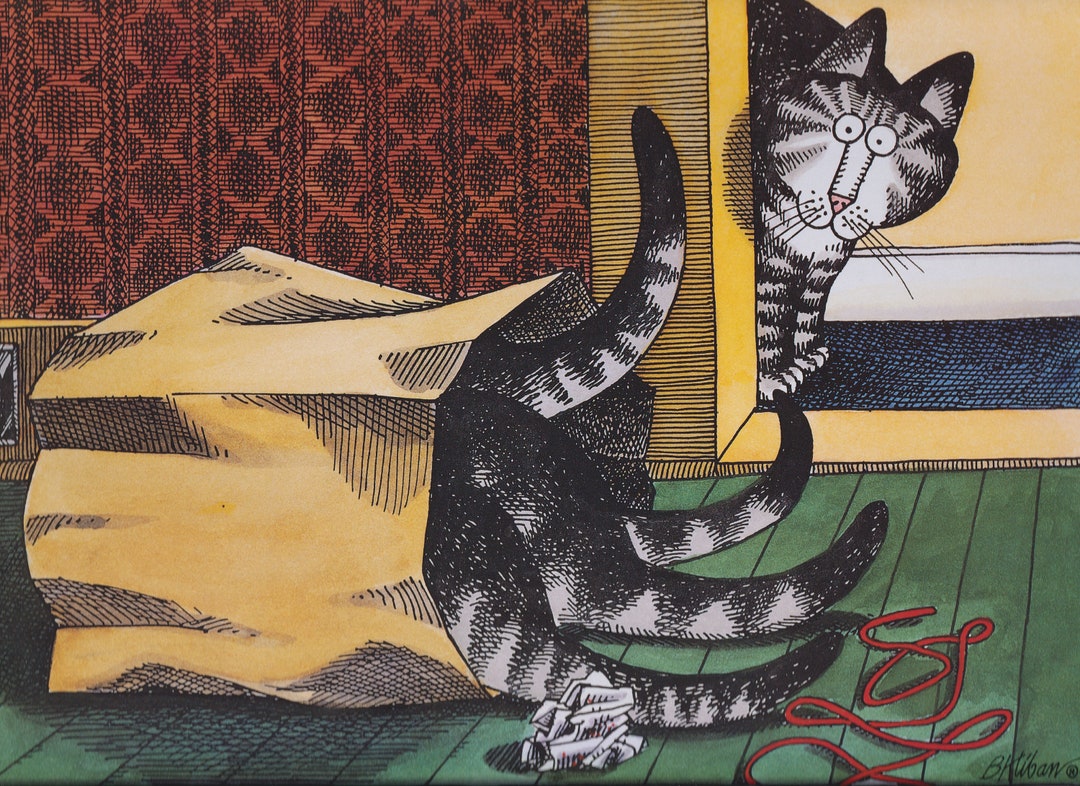 Kliban Cats Vintage Original Print Cats Silly in Paper Bag Color 00 - Etsy
