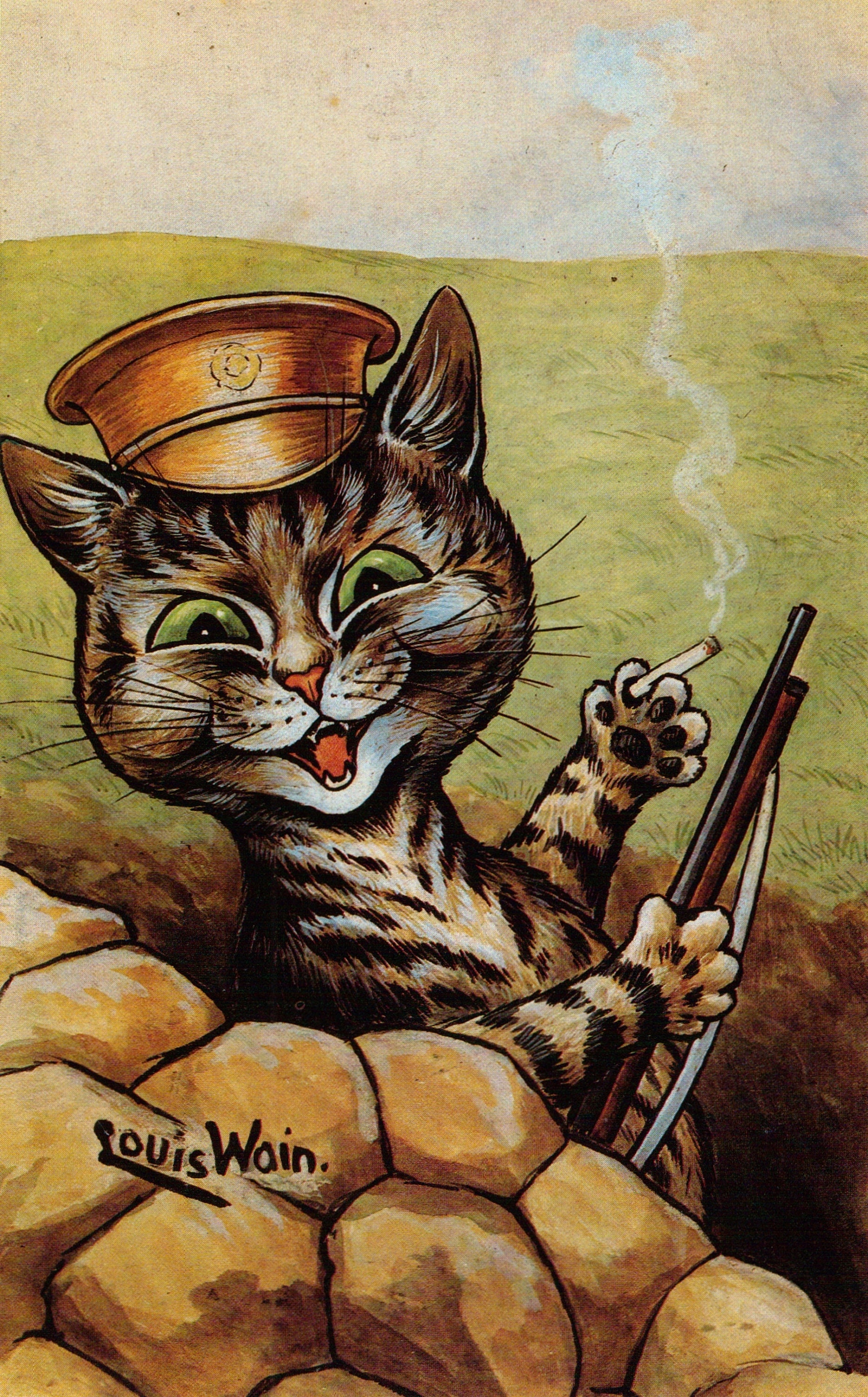 Louis Wain Soldier Cat First Cat Illustrator Giclee Funny Cat | Etsy