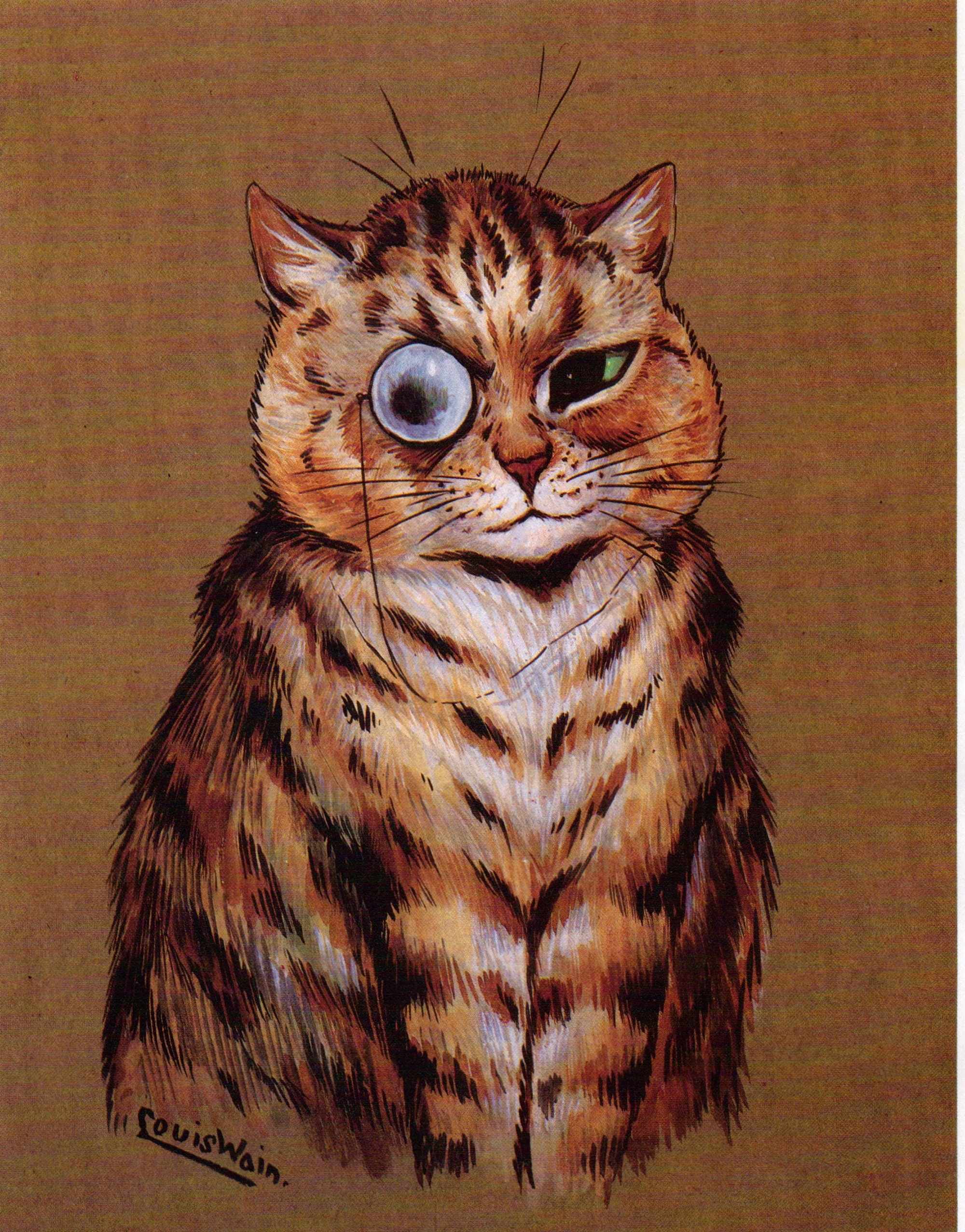 Louis Wain Cat With Monocle First Cat Illustrator Giclee Funny Cat Cute ...