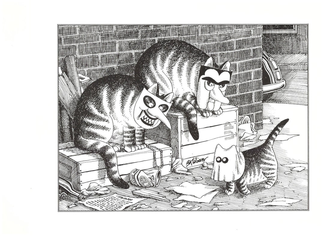 Kliban Cats Vintage Original Print Halloween Cats With Masks 10 - Etsy