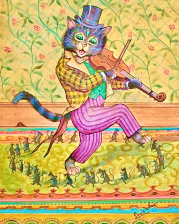 Cat Fiddle Illustration