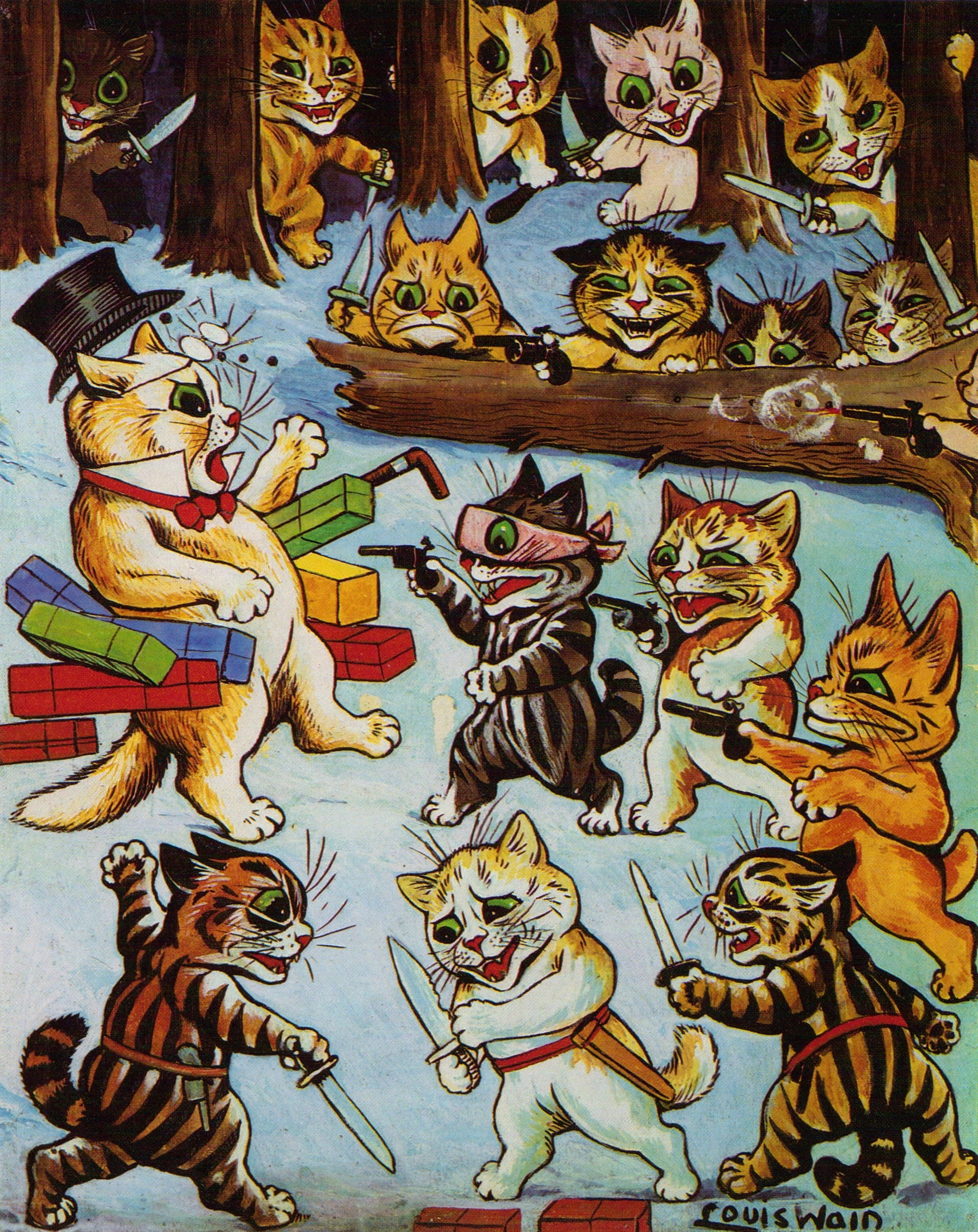 Louis Wain Robber Baron Cats First Cat Illustrator Giclee Funny Cat ...