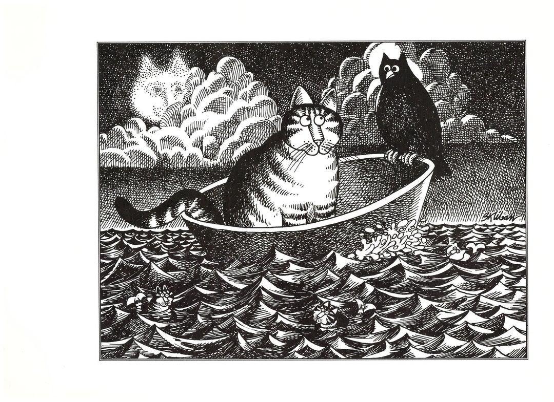 Kliban Cats Vintage Original Print Cat in Tub in Choppy Water 32 - Etsy