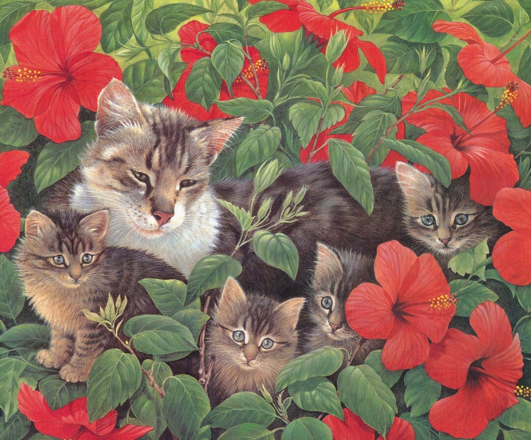 Lesley Anne Ivory Cats Vintage Cat Print Cute Cats Art Feline Art Print ...
