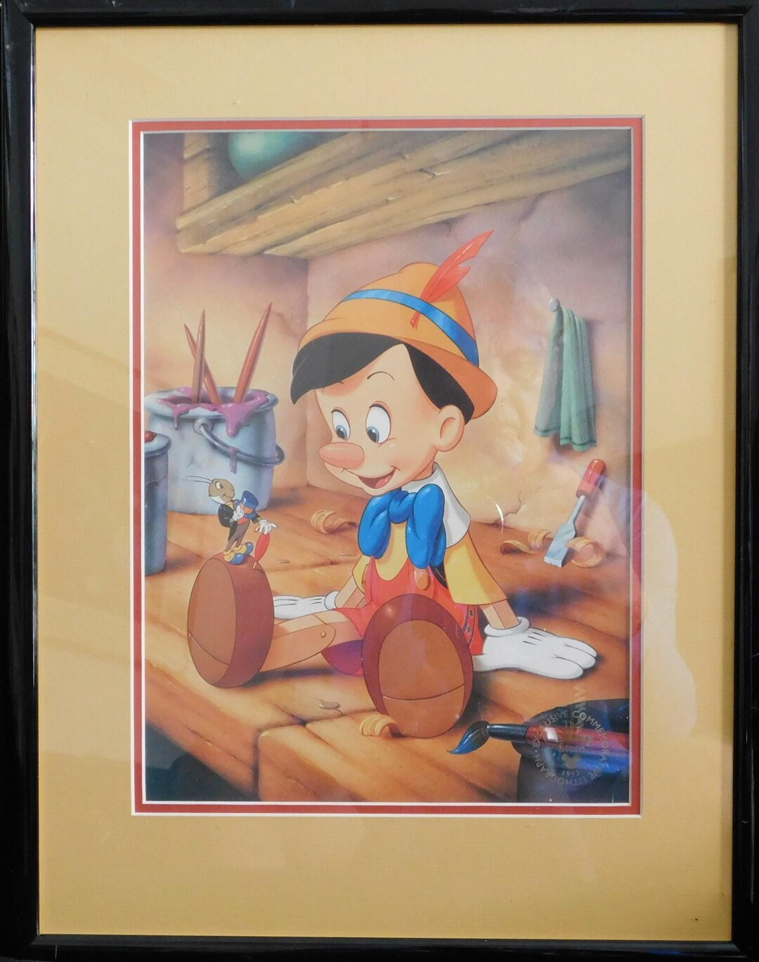 Walt Disney Lithograph 1994 Featuring Pinocchio and Jiminy Cricket ...