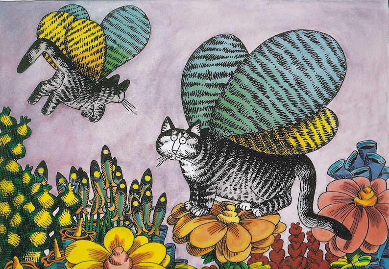 Kliban Cats Vintage Original Print Cats With Wings Like | Etsy