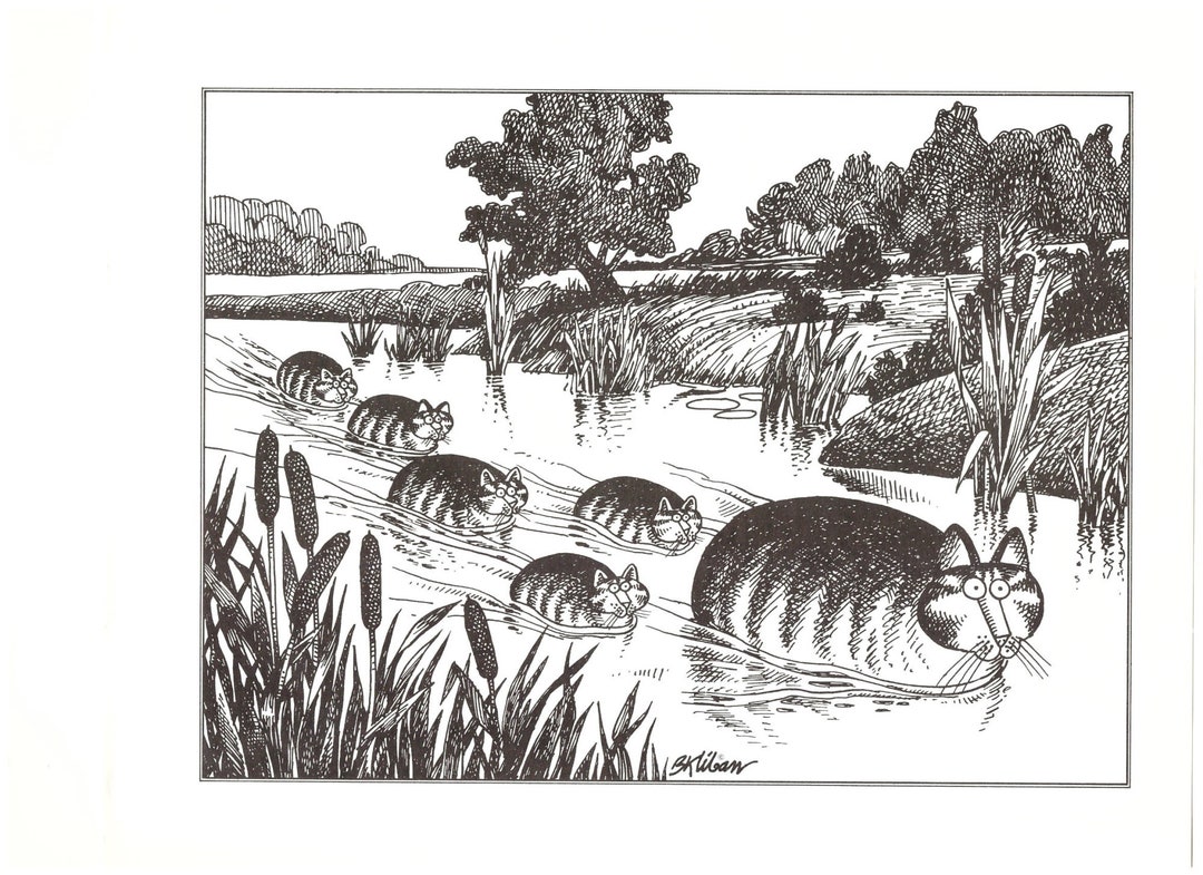 Kliban Cats Vintage Original Print Cats in the Swamp Water 41 - Etsy