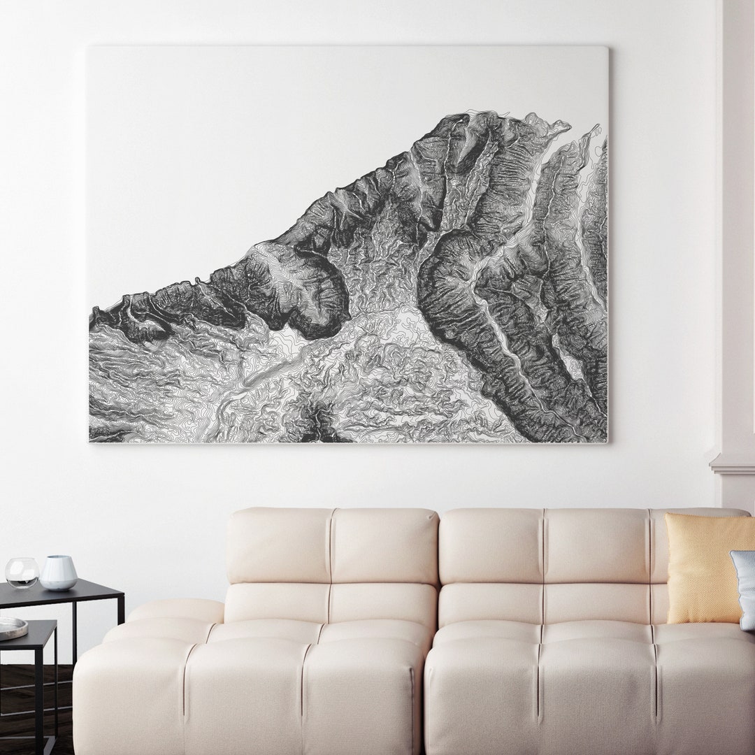 Na Pali Coast: Detailed Topography Map, Premium White Canvas Poster ...
